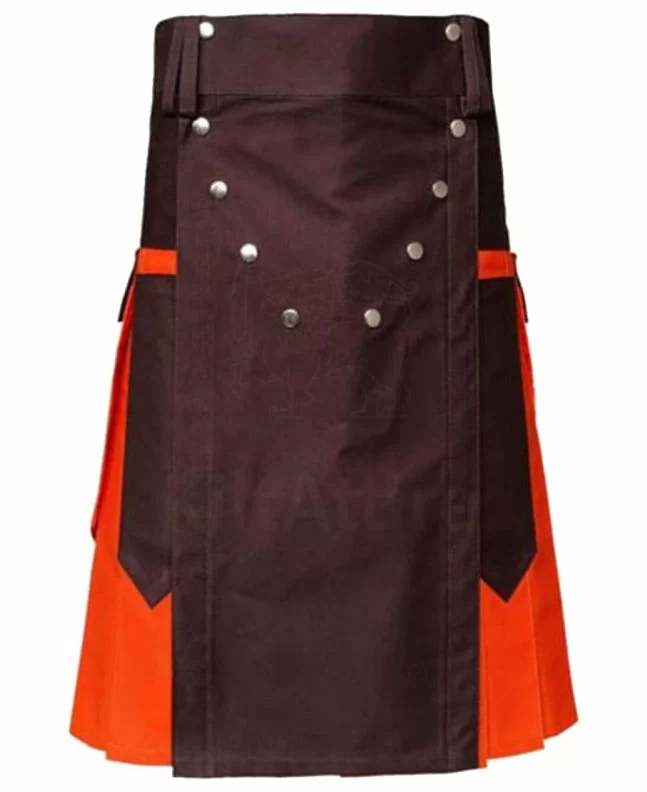 Two Toned Hybrid Utility Orange Kilt for Men - Stylish & Functional ...