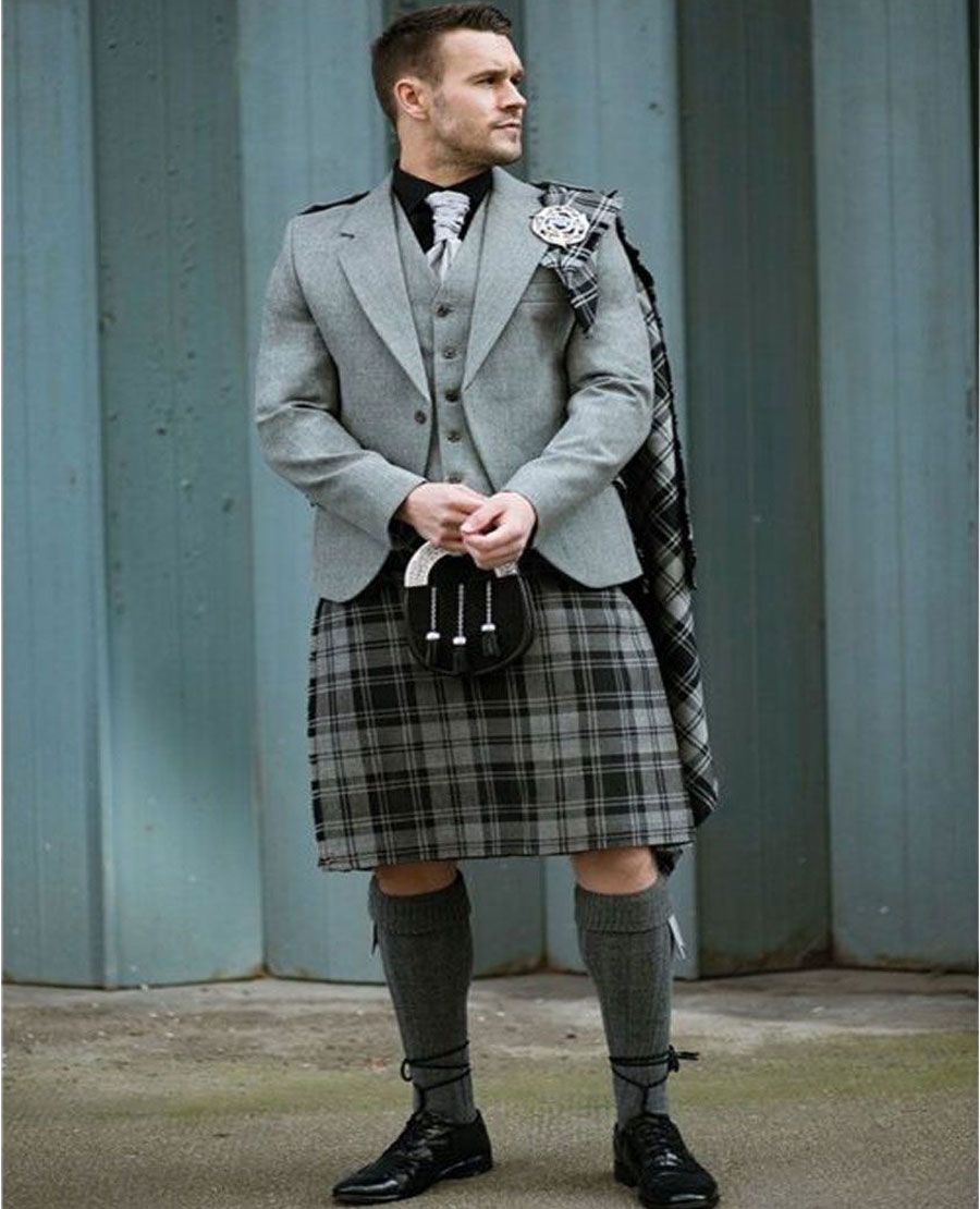 Douglas Grey Tartan Argyll Kilt Outfit for Men – Scottish Highland ...