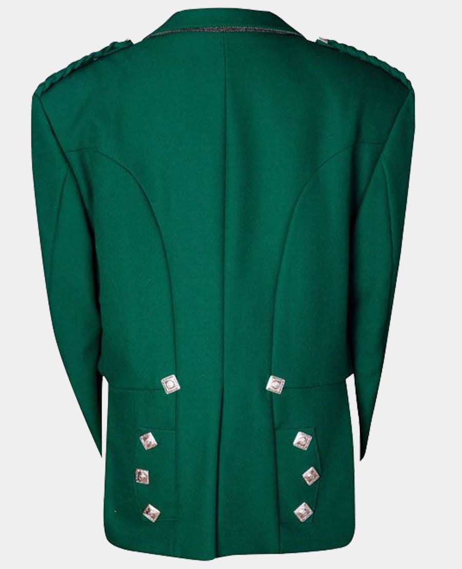 Green Prince Charlie Jacket With Waistcoat Set Scottish Highland