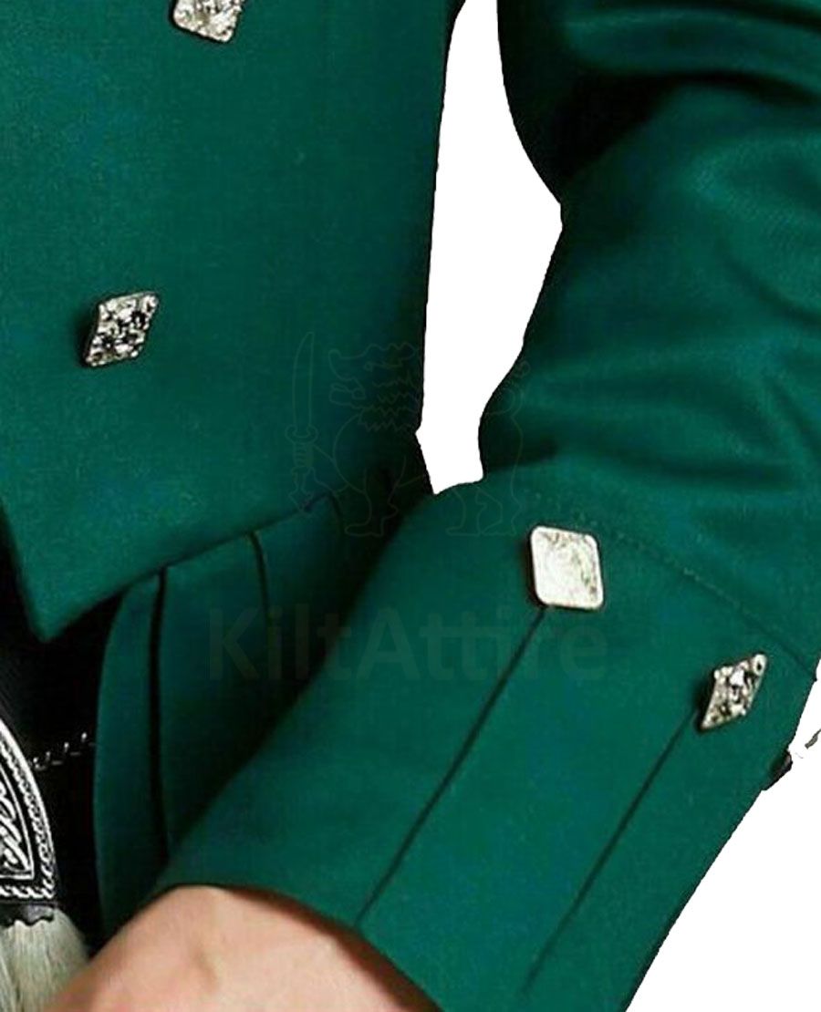 Green Prince Charlie Jacket With Waistcoat Set Scottish Highland