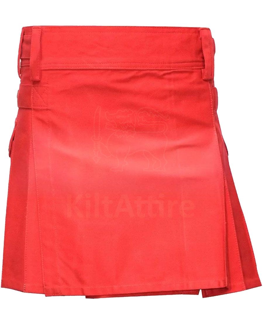 Red Women Short Utility Kilt - Stylish, Durable, and Comfortable