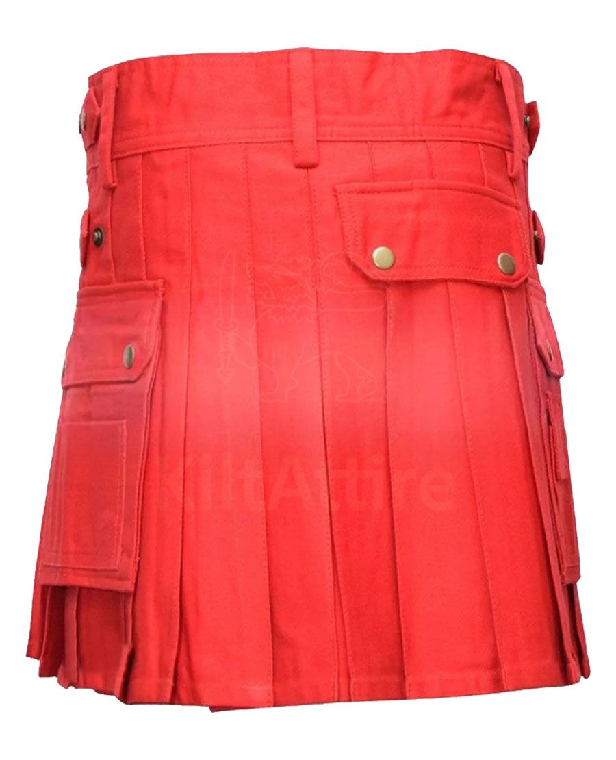 Red Women Short Utility Kilt - Stylish, Durable, and Comfortable