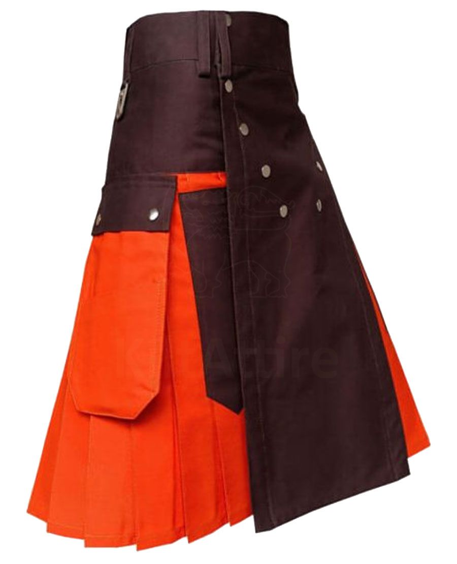 Two Toned Hybrid Utility Orange Kilt for Men - Stylish & Functional ...