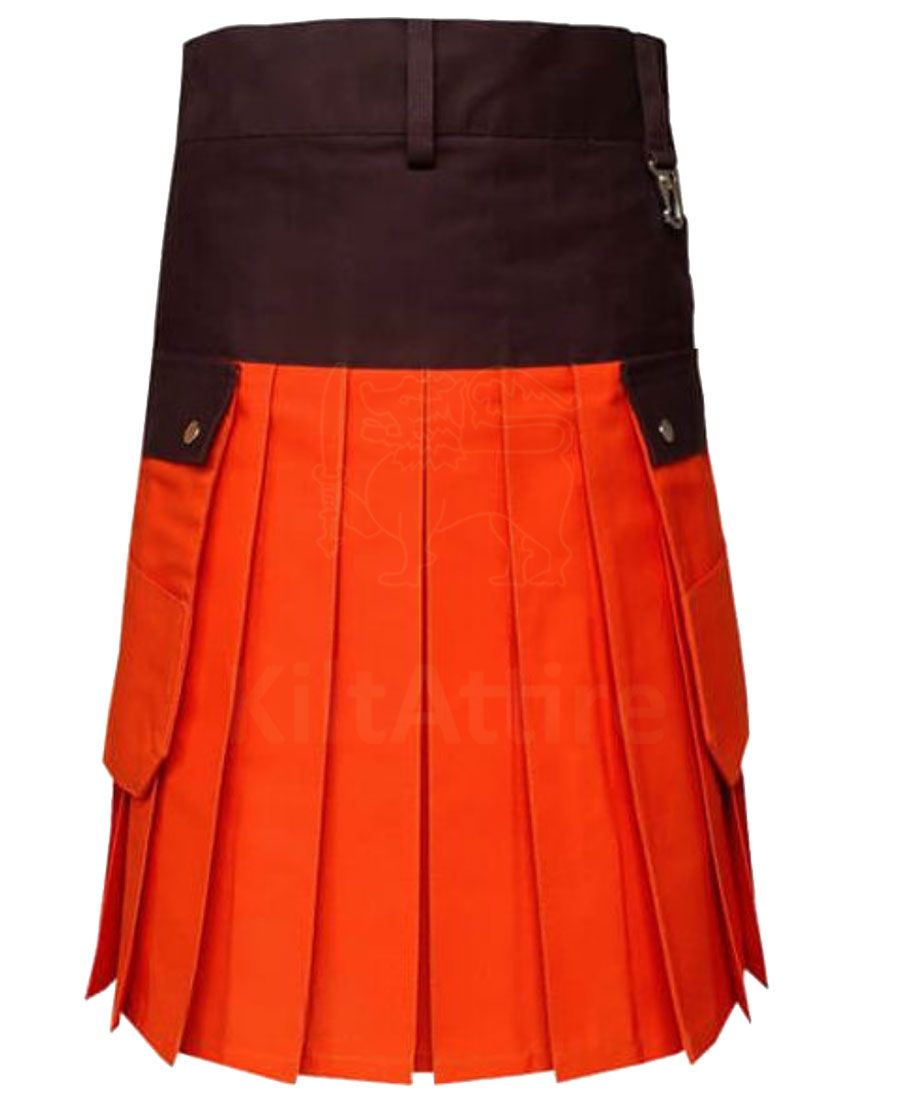 Two Toned Hybrid Utility Orange Kilt for Men - Stylish & Functional ...