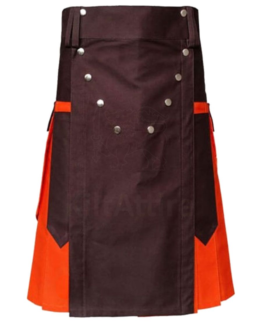 Two Toned Hybrid Utility Orange Kilt for Men - Stylish & Functional ...